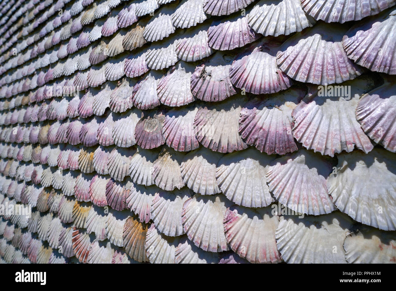 La toja island Toxa Chapel made of sea shells in Pontevedra Galicia ...
