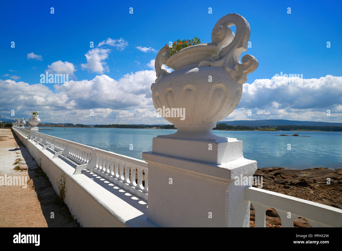 La Toja island Toxa beach flower pot in Pontevedra Galicia Spain Stock ...