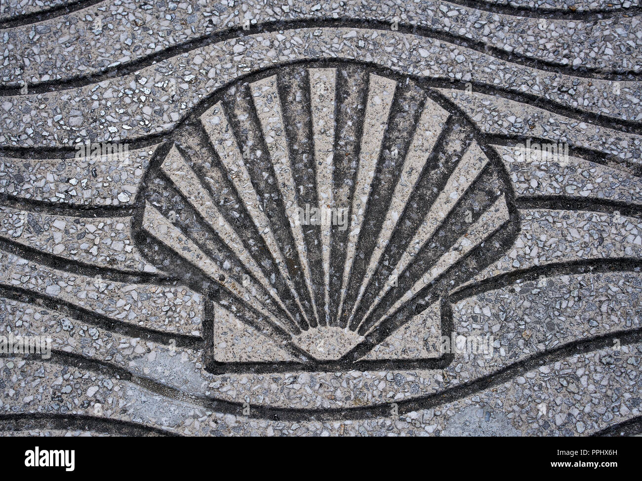 floor sea shell sign in la Toja island of Pontevedra Galicia Spain ...