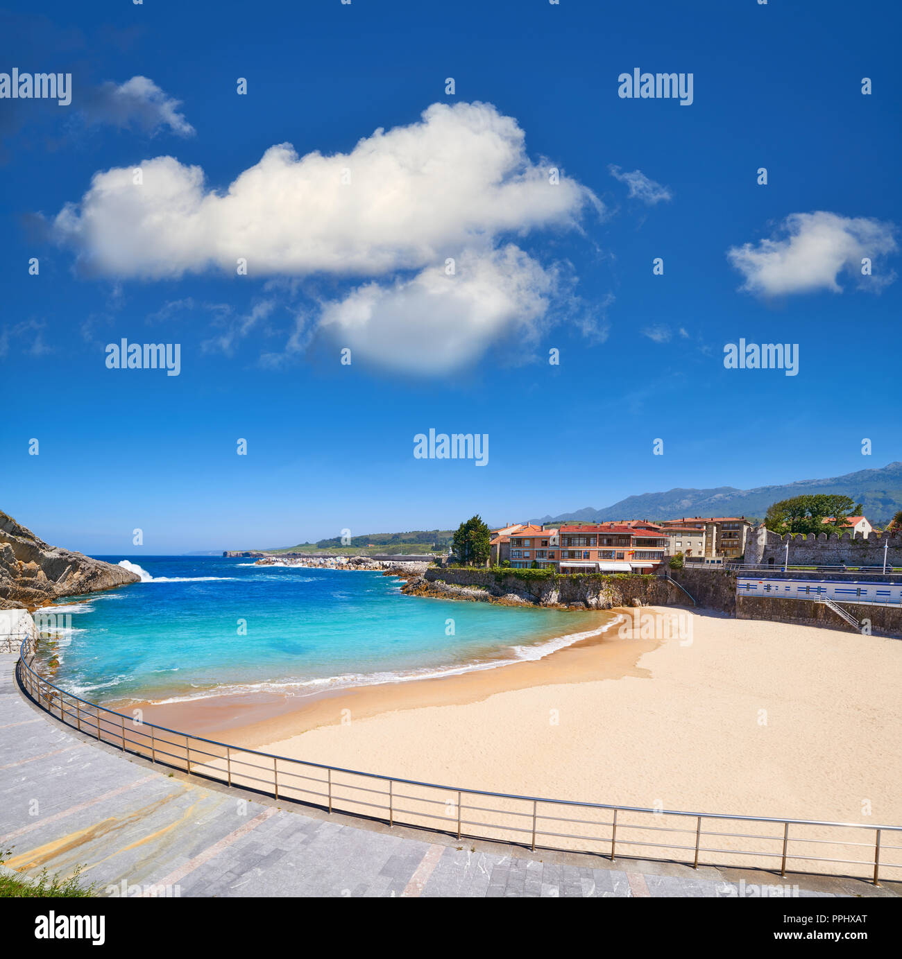 Llanes El Sablon beach in Asturias of Spain Stock Photo - Alamy