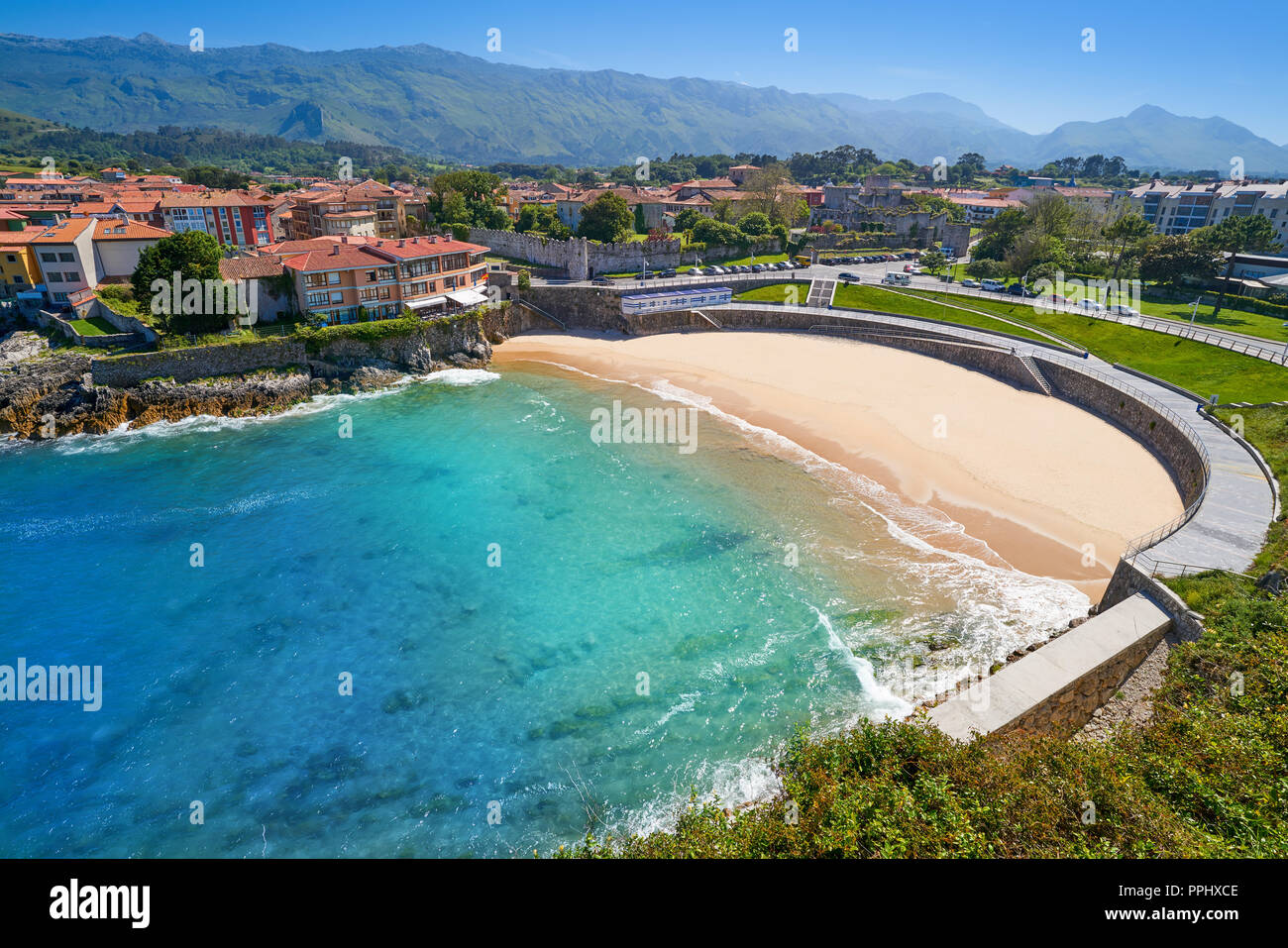 Llanes El Sablon beach in Asturias of Spain Stock Photo - Alamy