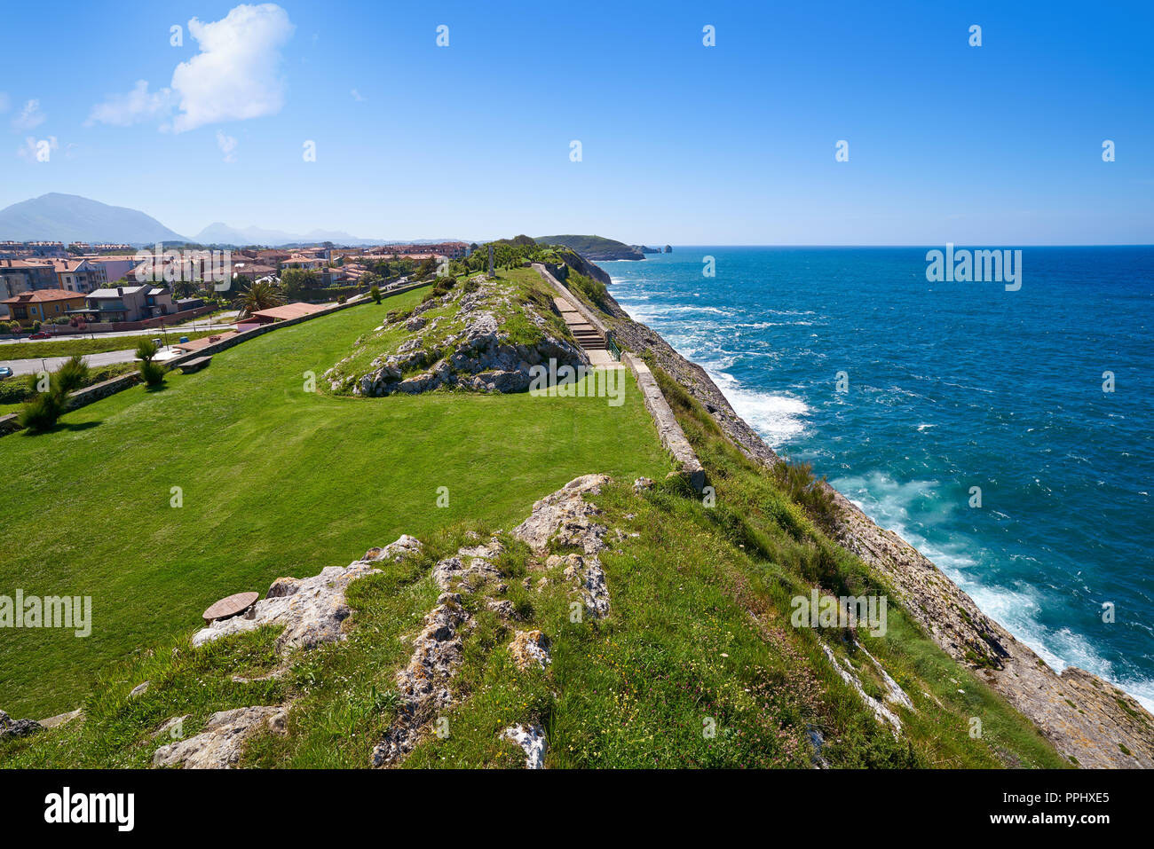 Sablon beach and llanes village asturias hi-res stock photography and ...