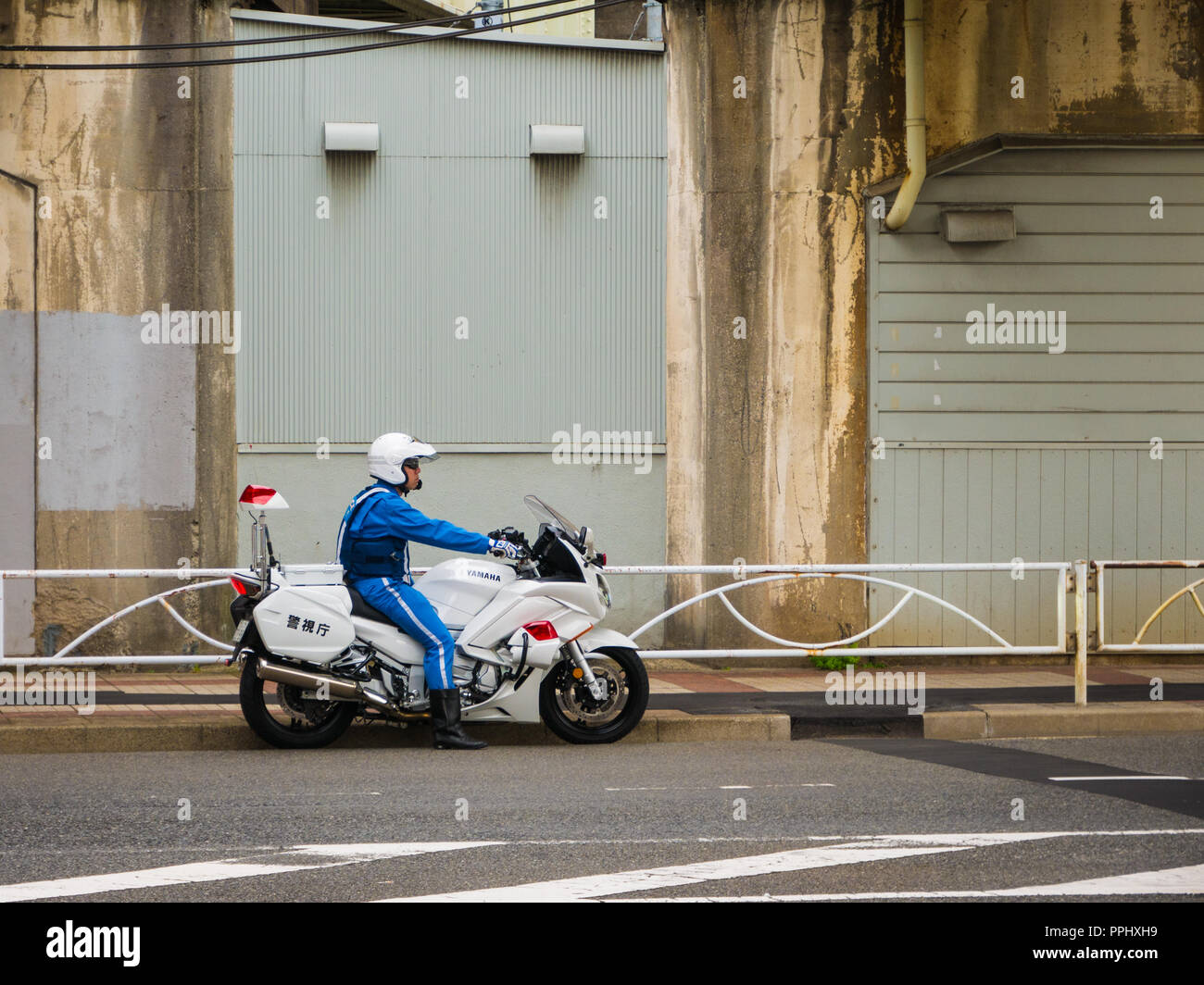 Tokyo, Japan. September 9, 2018. Japan police traffic rider on his ...