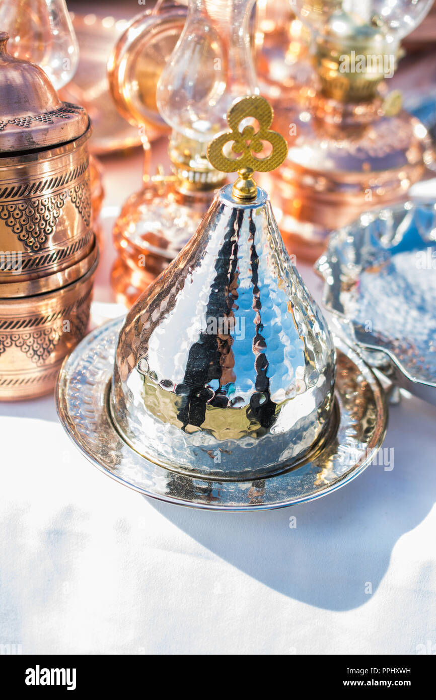 Taditional Turkish metal plates in the view Stock Photo - Alamy
