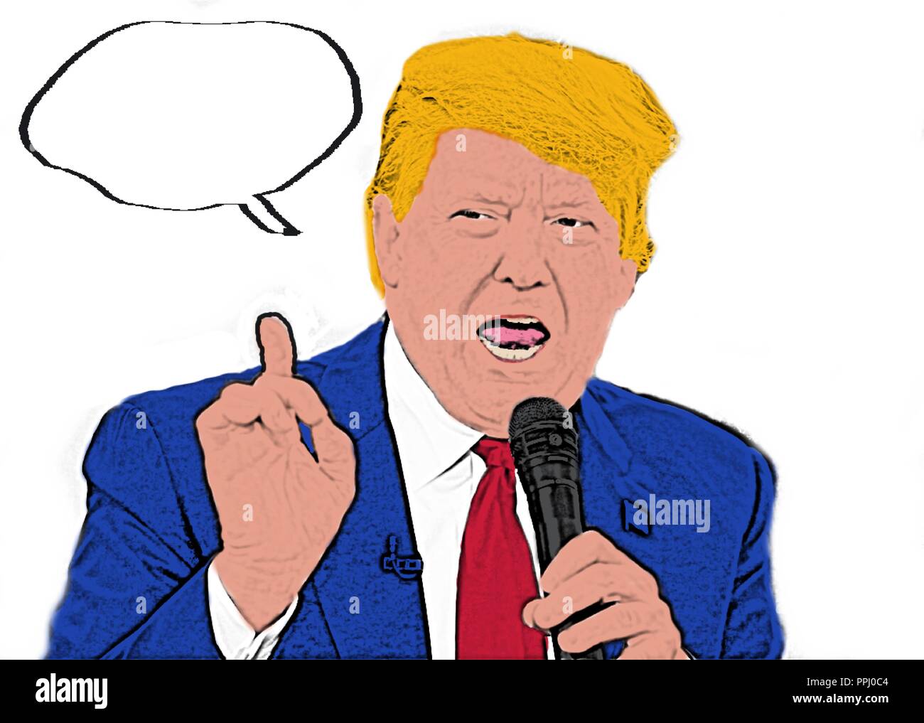 Carton Vector of Donald Trump giving a speech with blank conversation ...