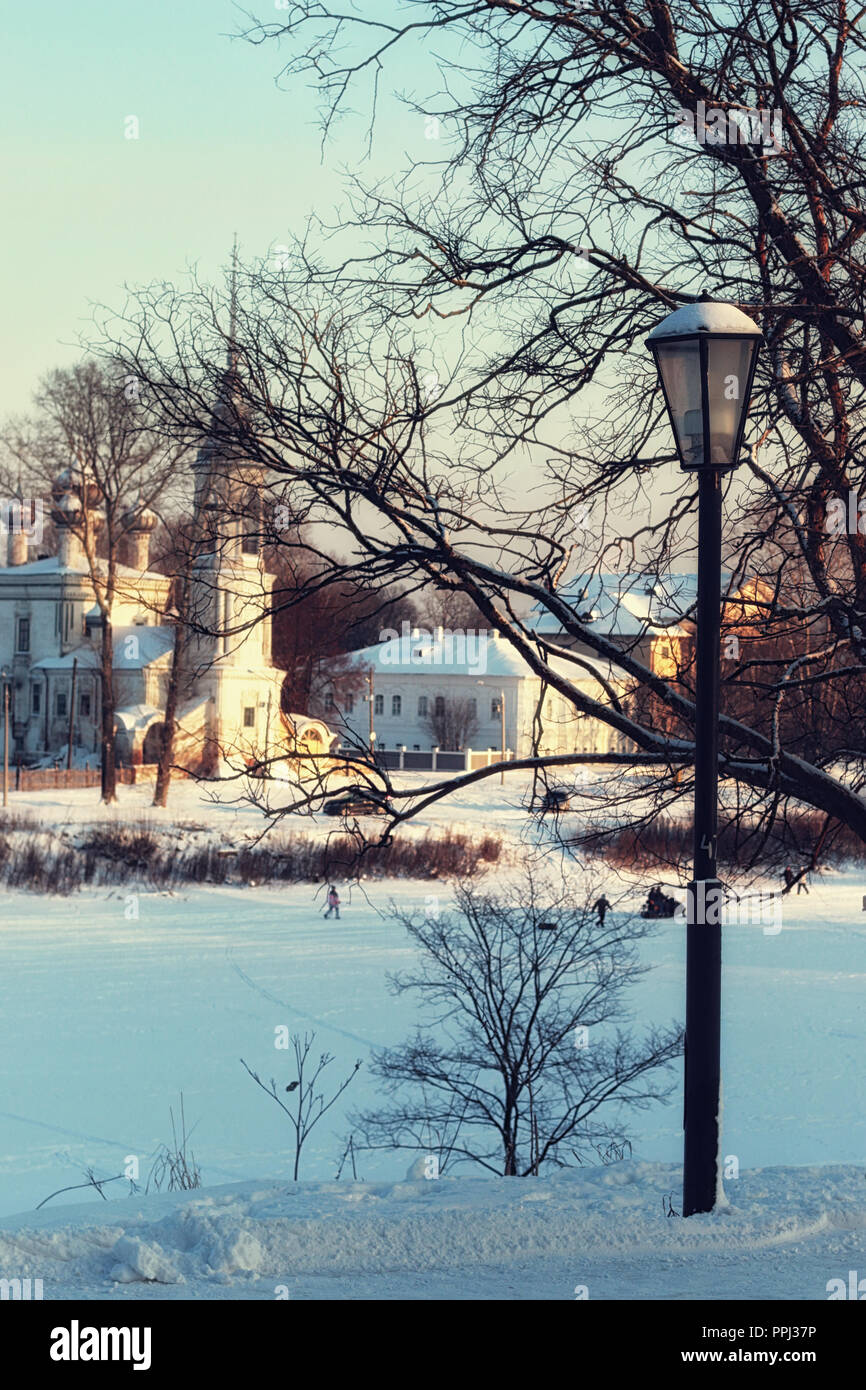 Winter street light tree Stock Photo - Alamy