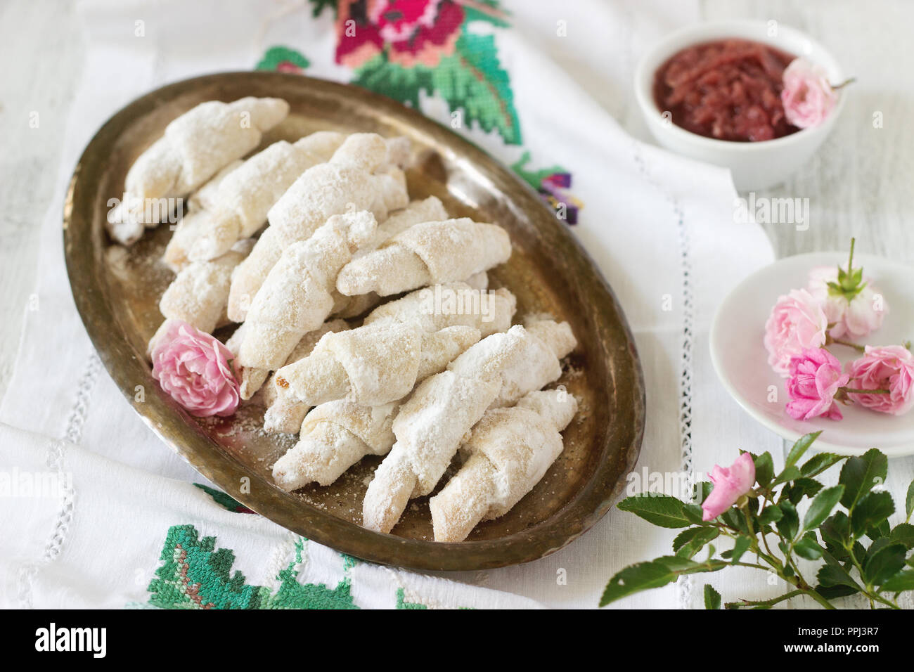 Traditional Romanian or Moldavian cookies from shortcrust pastry and a ...