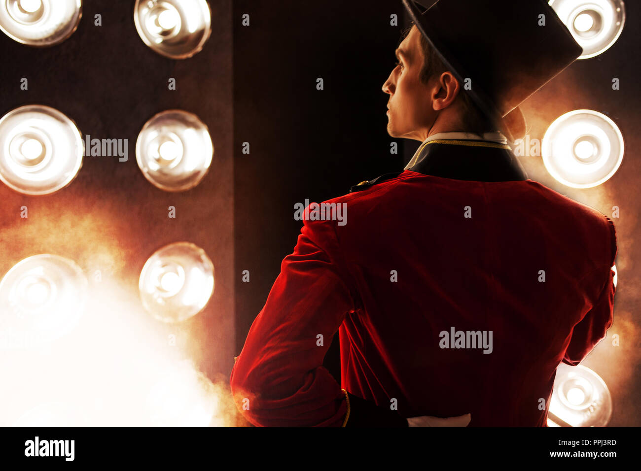 Showman. Young male entertainer, presenter or actor on stage Stock ...