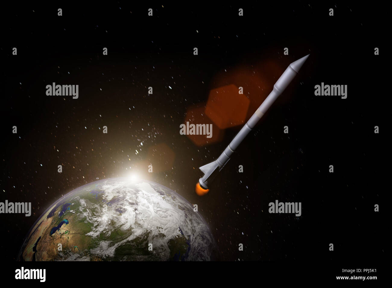 rocket about to leave earth into the unknown , elements of this image ...