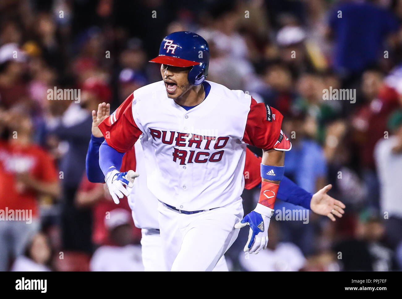 Carlos Correa de Puerto Rico celebra su homerun en la sexta entrada ...