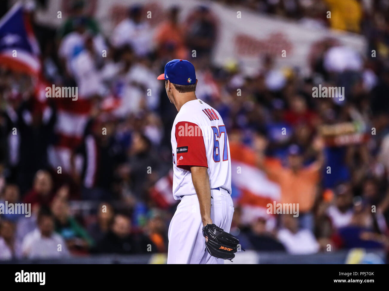 Seth Lugo pitcher inicial de Puerto Rico, durante el World Baseball ...