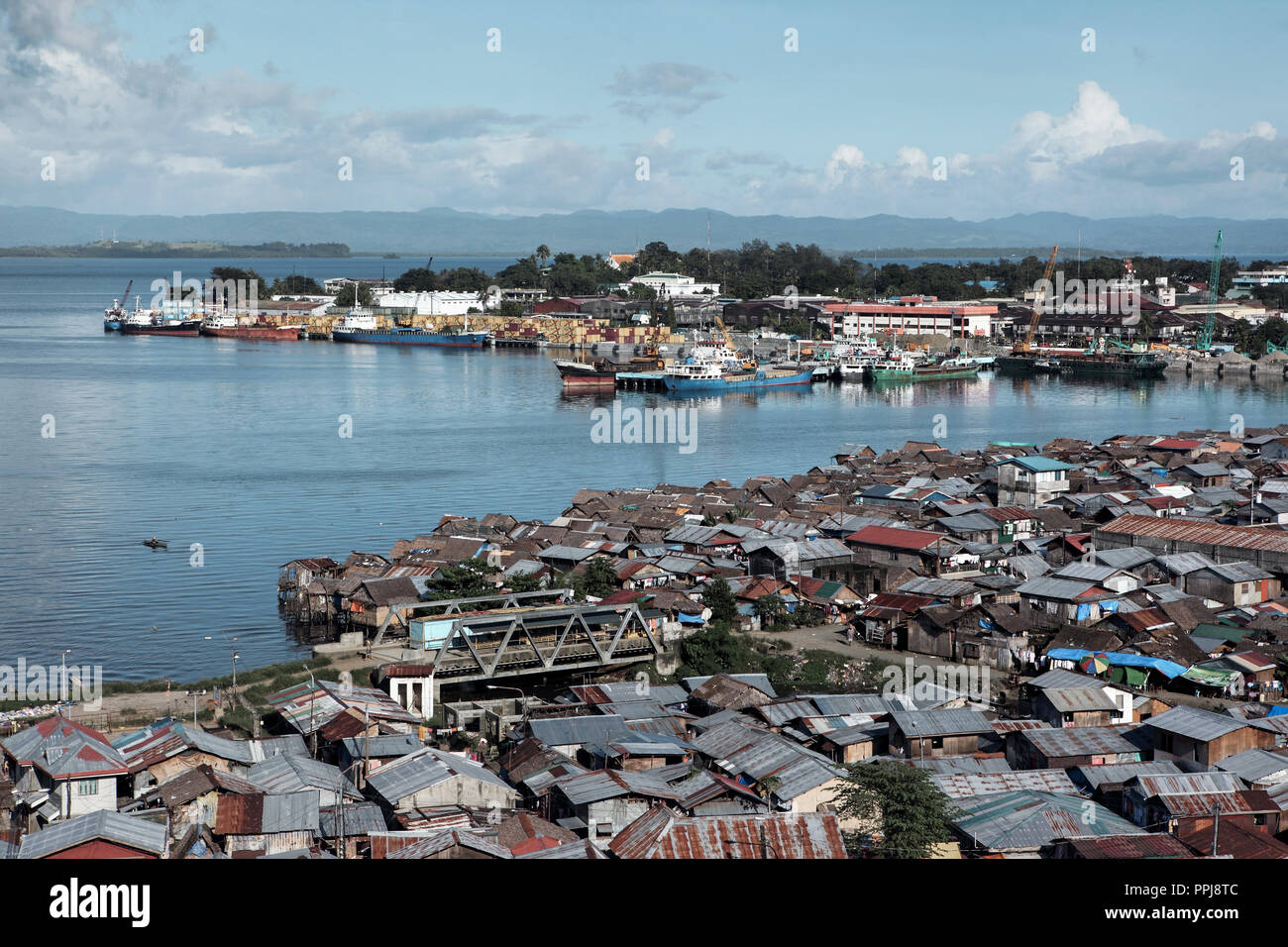 Port and poverty housing in Tacloban, Leyte Island, Philippines Stock ...