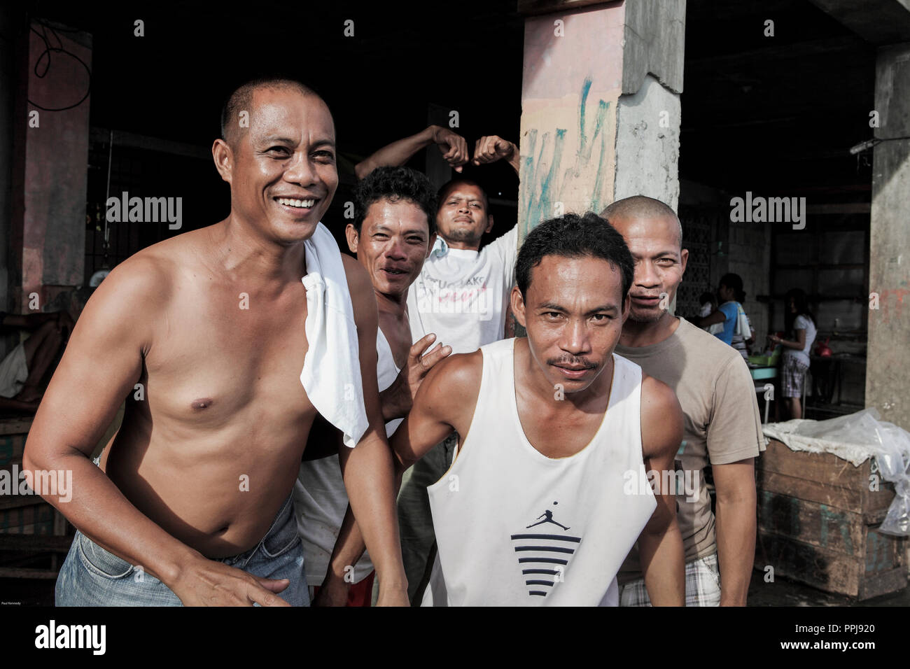 Portrait of happy group of Filipino men in Catbalogan, Samar Island ...