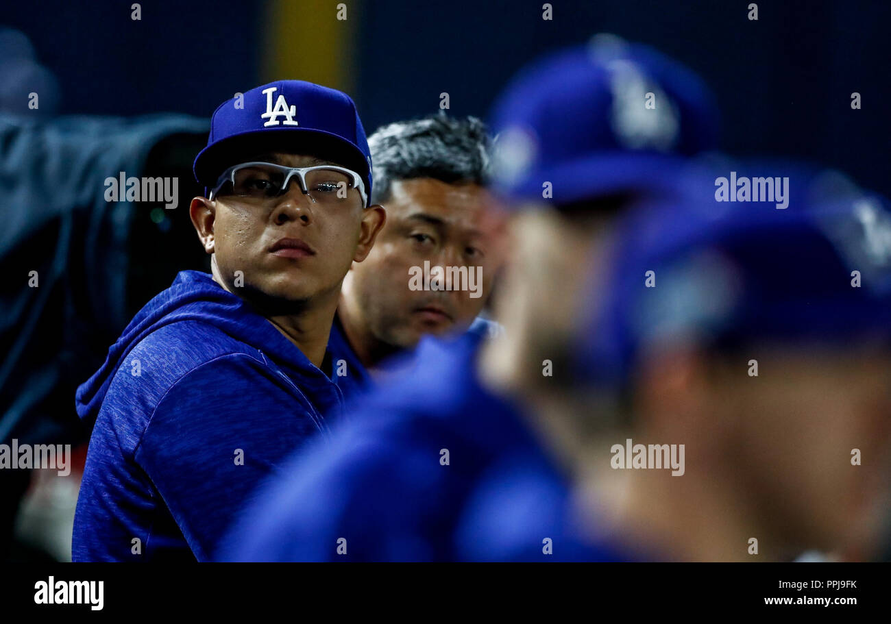 Julio Urias. Baseball action during the Los Angeles Dodgers game ...