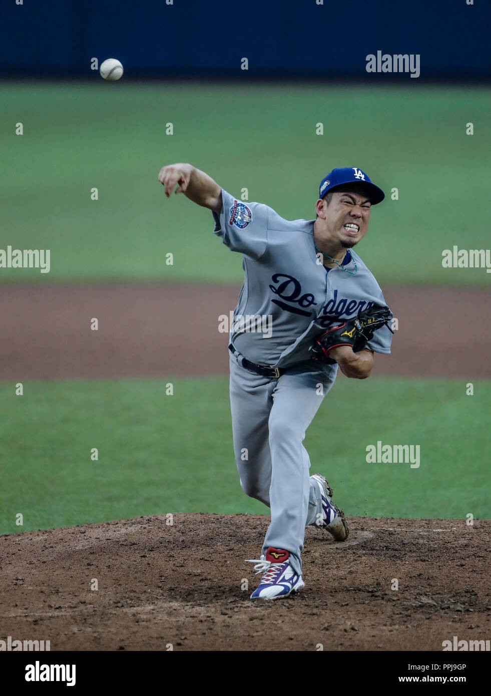 Kenta Maeda. Baseball action during the Los Angeles Dodgers game ...