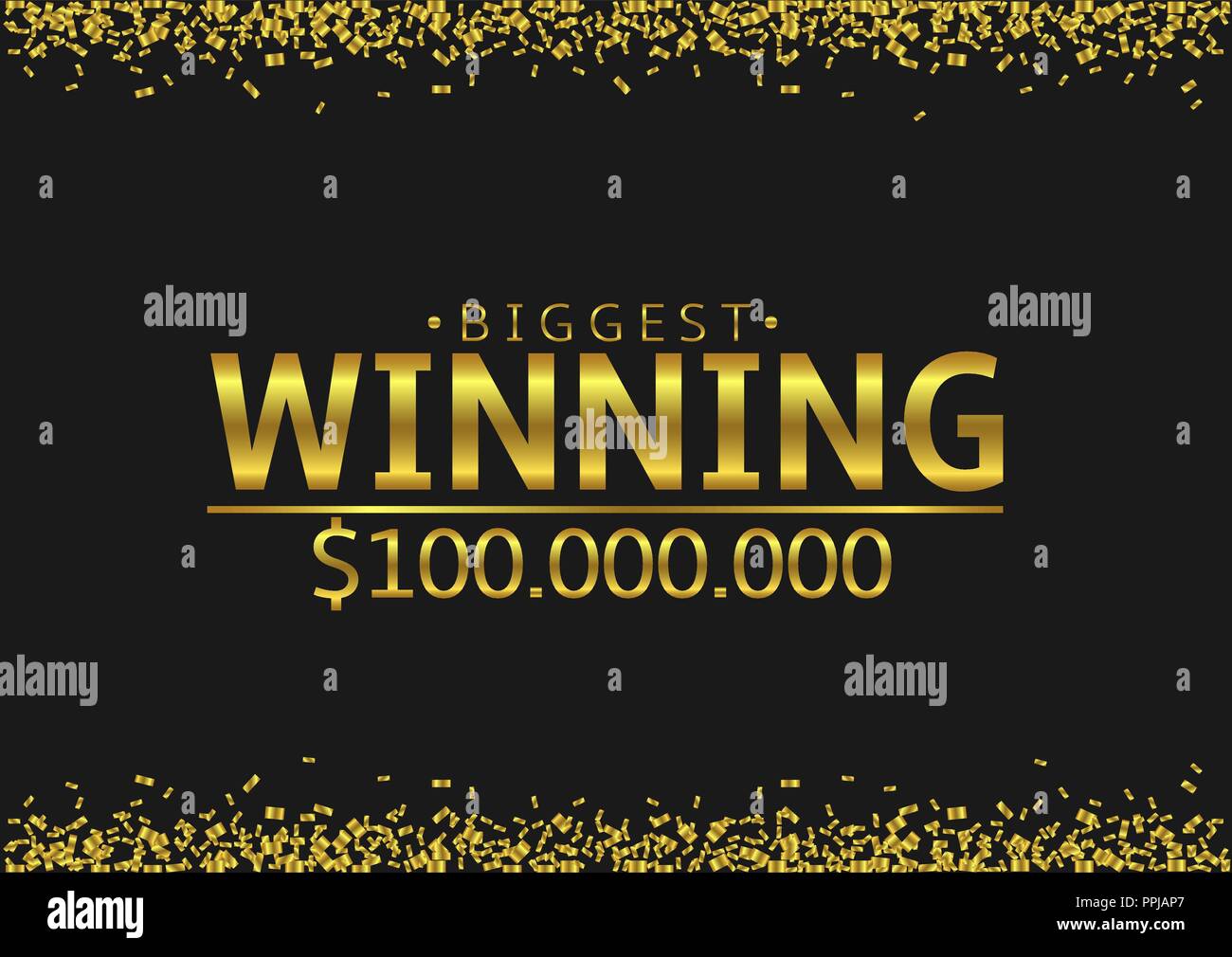 Biggest Winning Jackpot. Golden confetti background, Vector ...