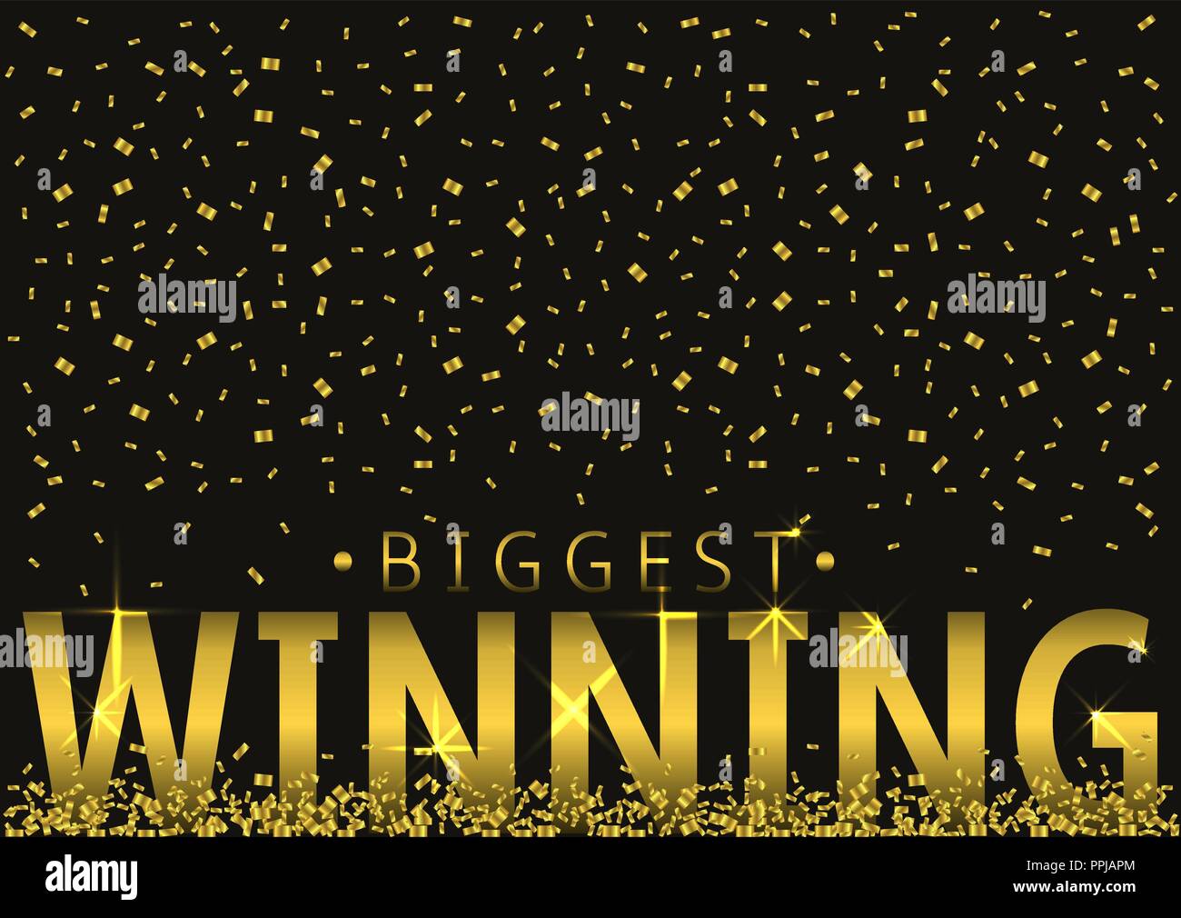 Biggest Winning Jackpot. Golden confetti background, Vector ...