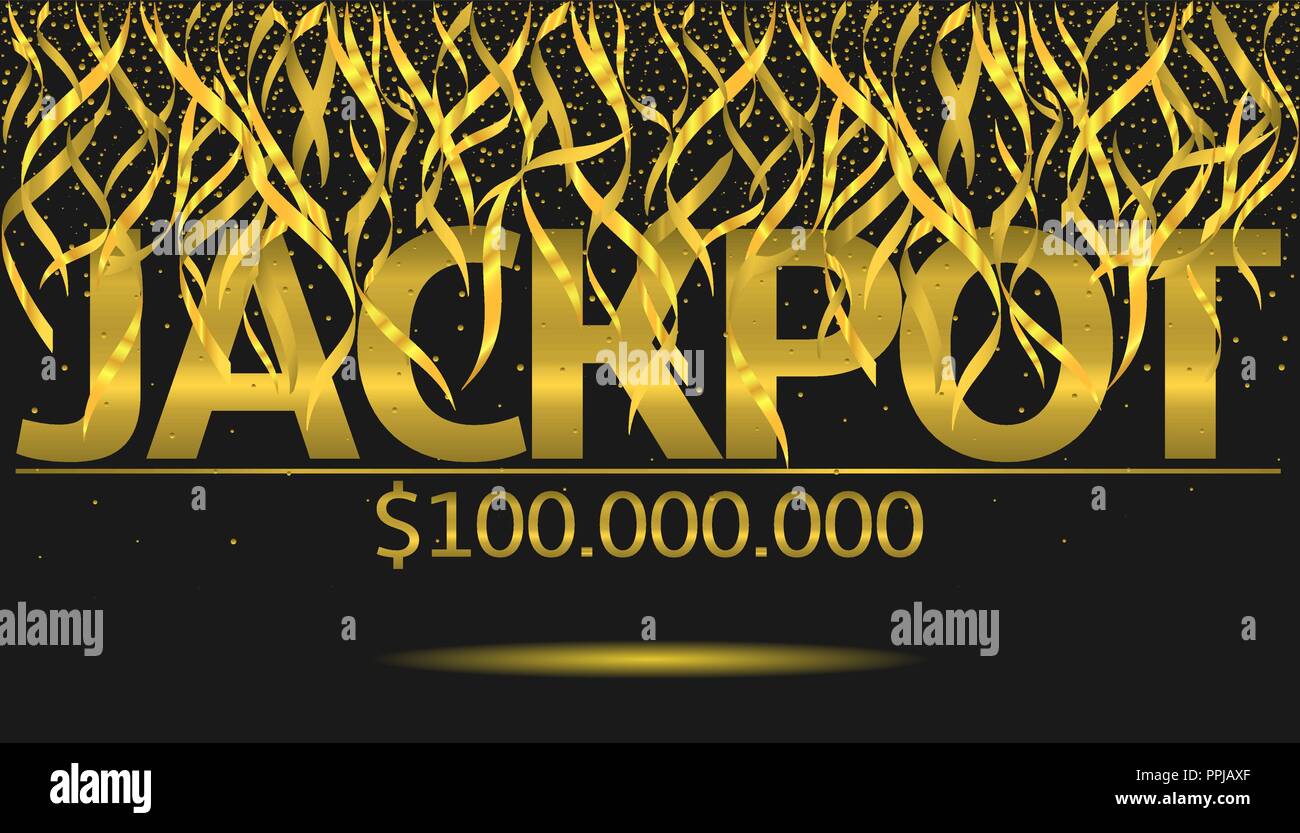 Jackpot Big Win. Golden confetti and ribbons background, Vector ...