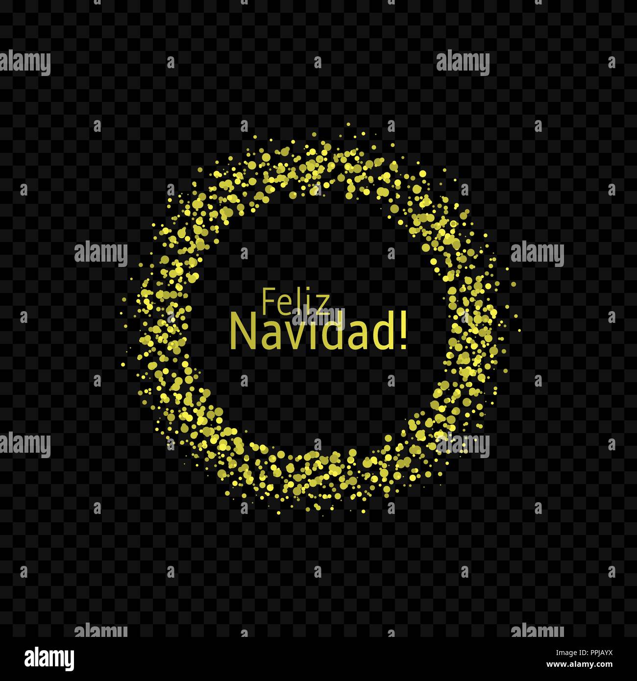 Spanish Christmas label. Feliz Navidad, Golden confetti label Stock ...