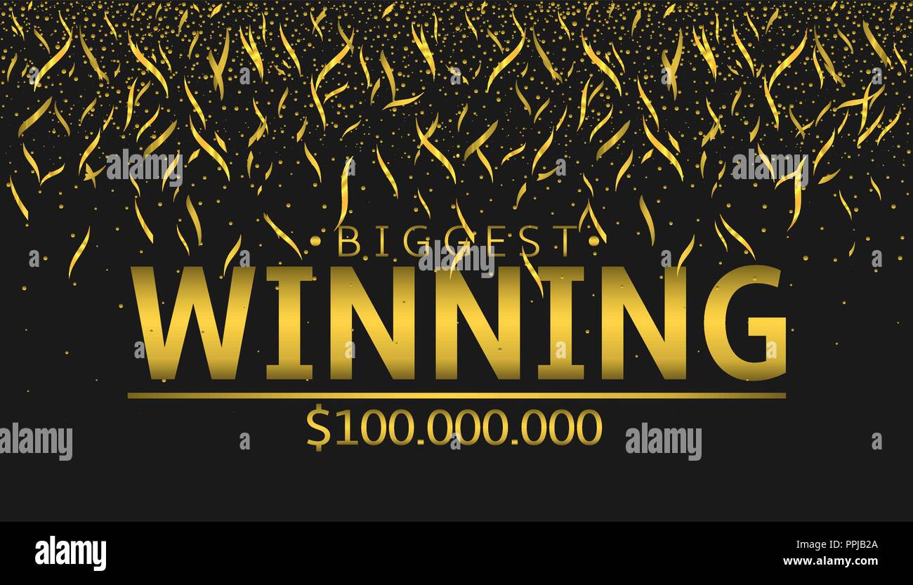 Biggest Winning Jackpot. Golden confetti background, Vector ...