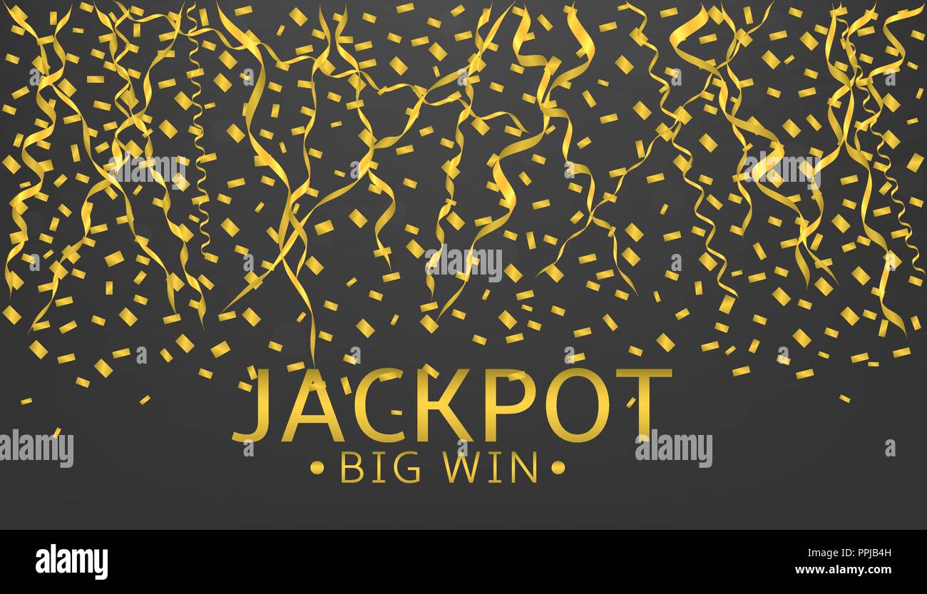 Jackpot Big Win. Golden confetti background, Gambling concept Stock ...
