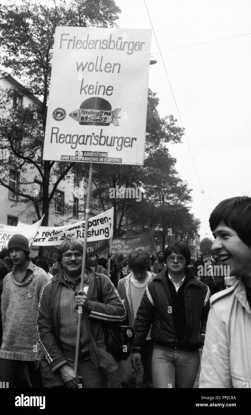 Peace demonstration in October 1981 in Frankfurt (Germany) organized by ...