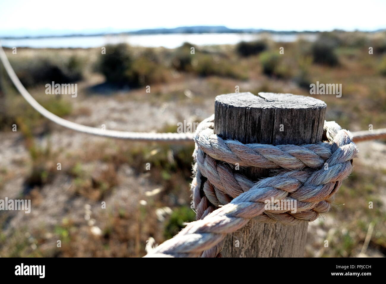 detail of pole knotted with rope Stock Photo - Alamy