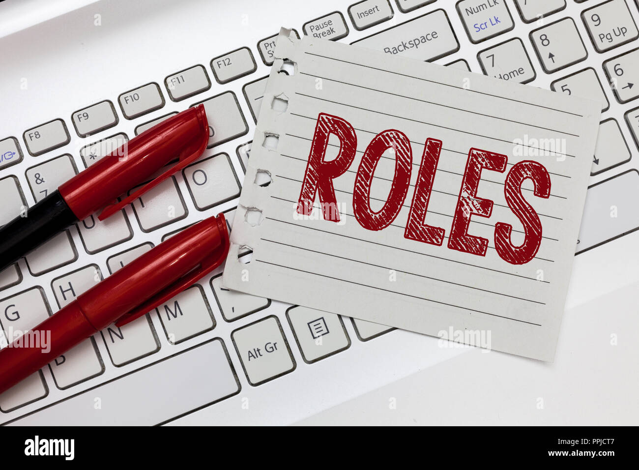 Word writing text Roles. Business concept for part played by person ...