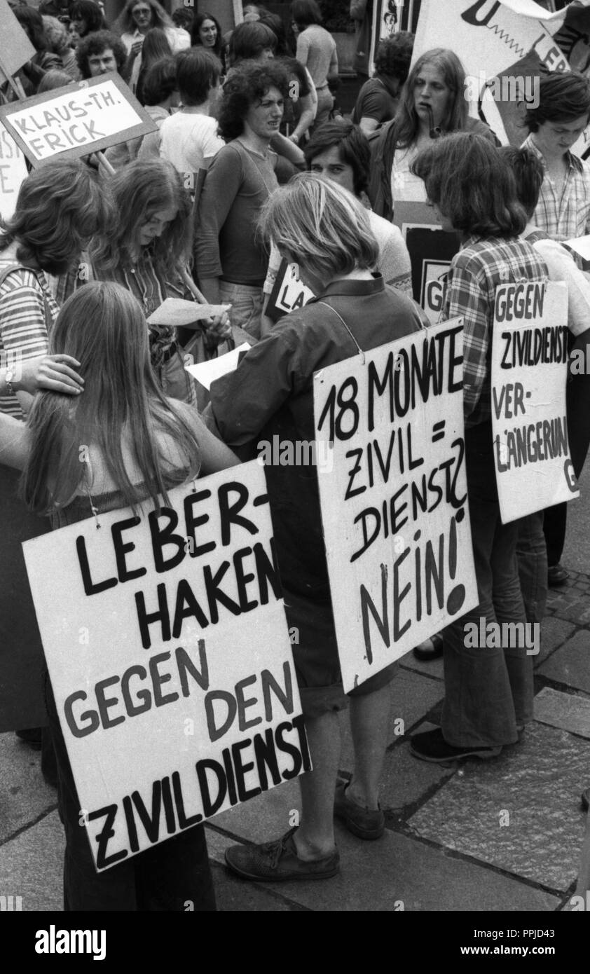 On July 5, 1975 in Essen (Germany), conscientious objectors demonstrate ... On July 5, 1975 in Essen (Germany), conscientious objectors demonstrate ...