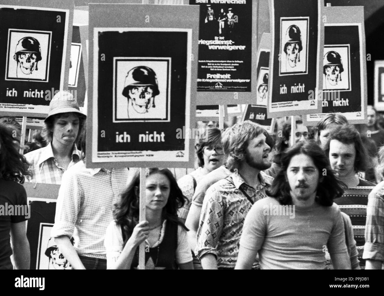On July 5, 1975 in Essen (Germany), conscientious objectors demonstrate ... On July 5, 1975 in Essen (Germany), conscientious objectors demonstrate ...