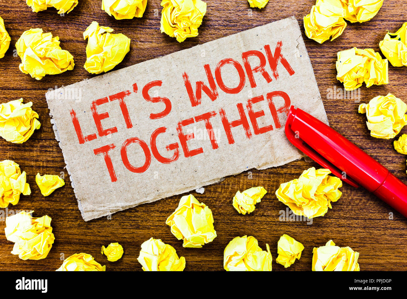 Text sign showing Let s is Work Together. Conceptual photo Unite and ...