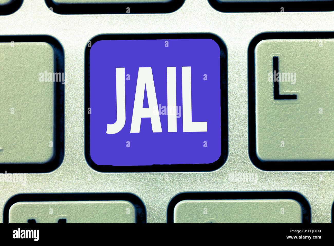 Text sign showing Jail. Conceptual photo Place for the confinement of ...