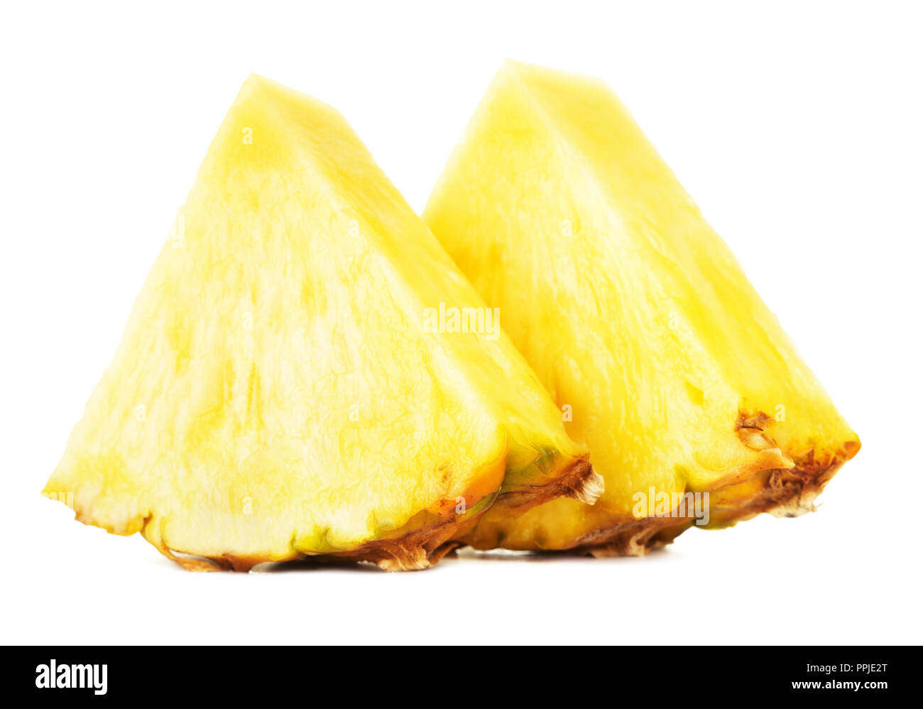 two juicy pineapple slices, isolated on white background Stock Photo ...