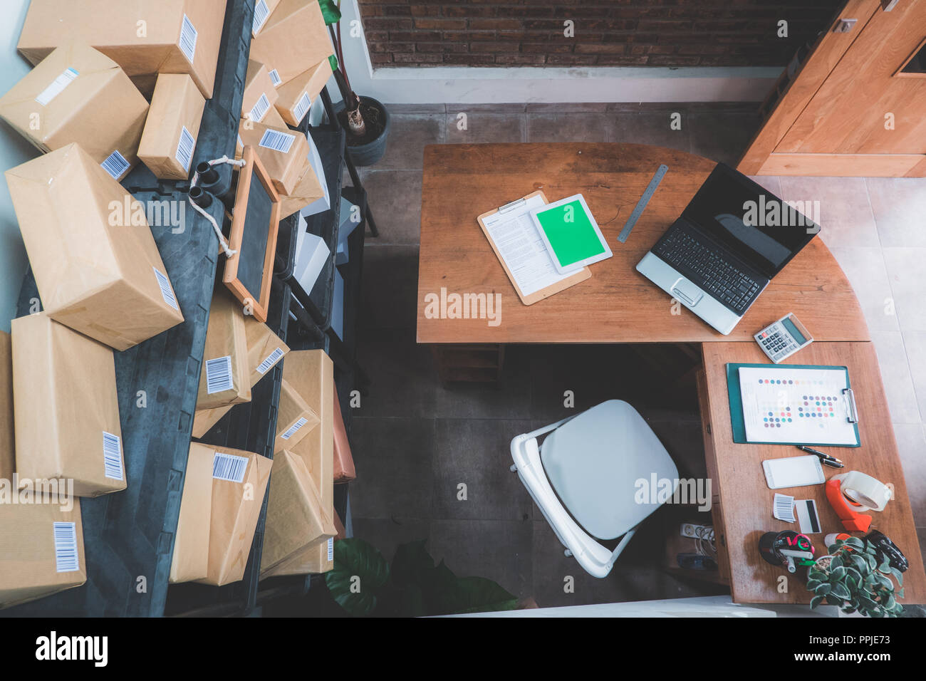 office environment with shelves filled Stock Photo - Alamy