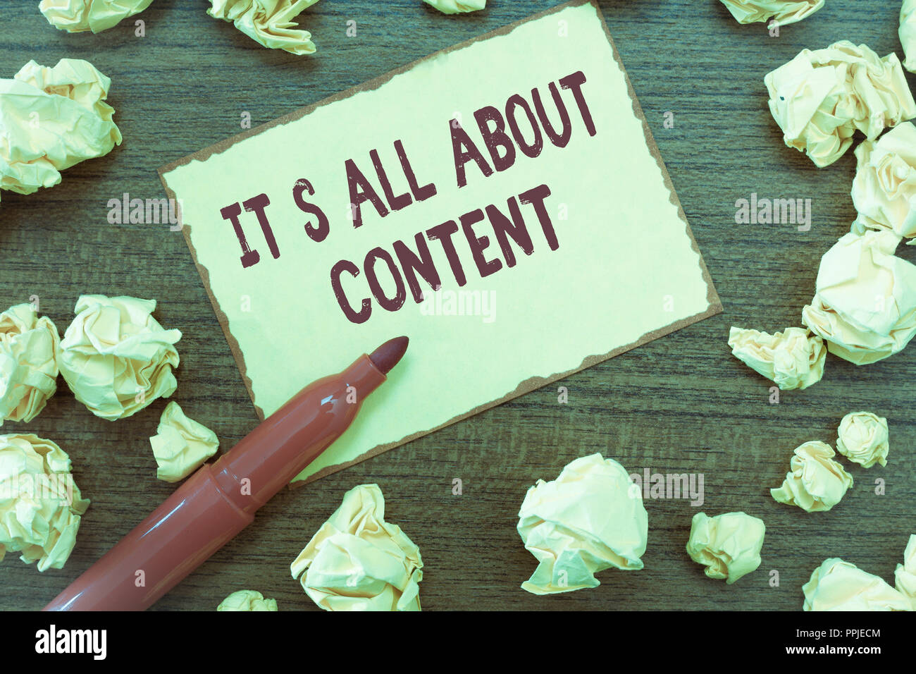 Handwriting text It s is All About Content. Concept meaning Express ...