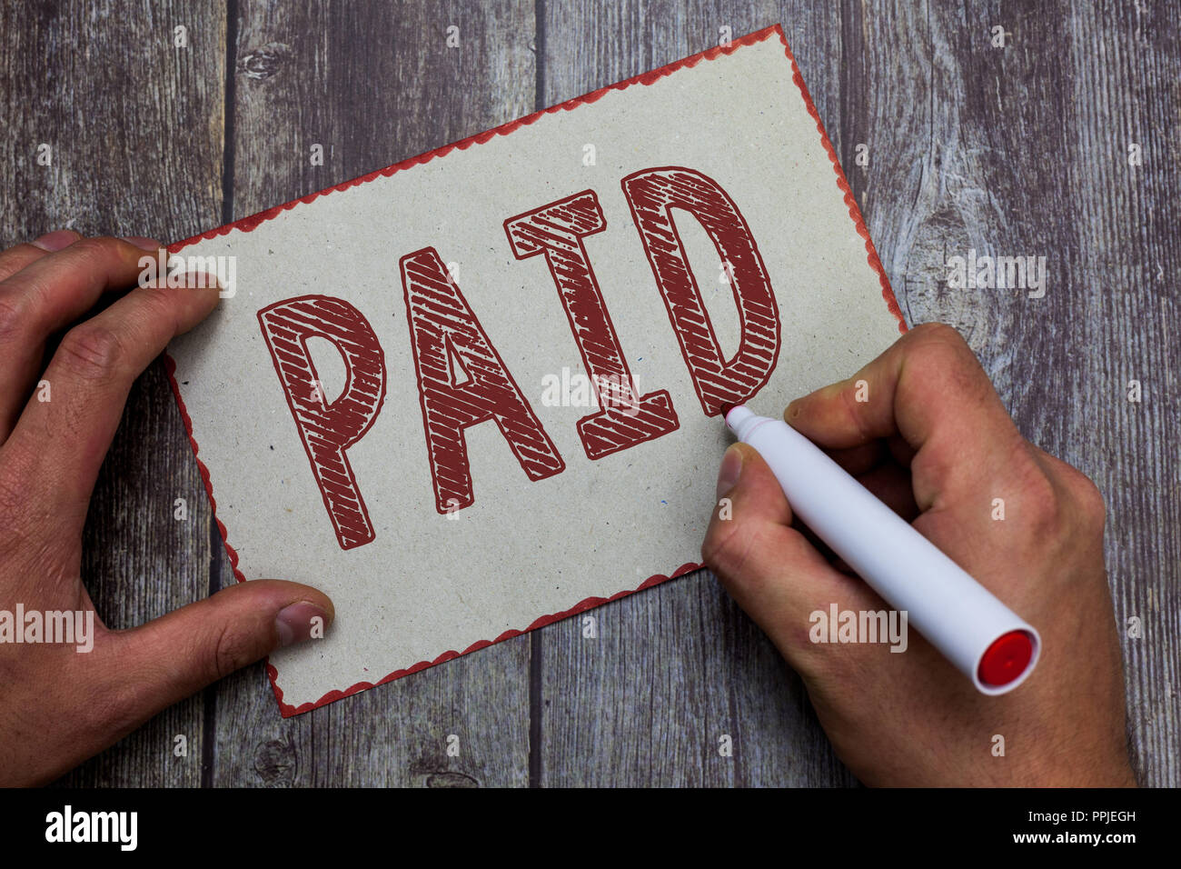 Word writing text Paid. Business concept for Due for job done Ones ...