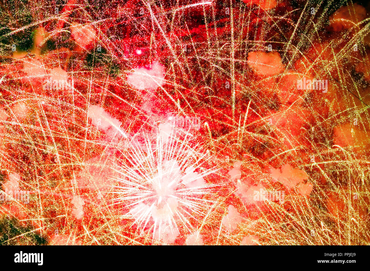 Christmas celebration neon sparkling explosion of fireworks Stock Photo ...