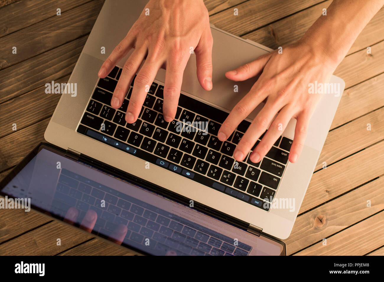 Man programmer typing on keyboard hi-res stock photography and images ...