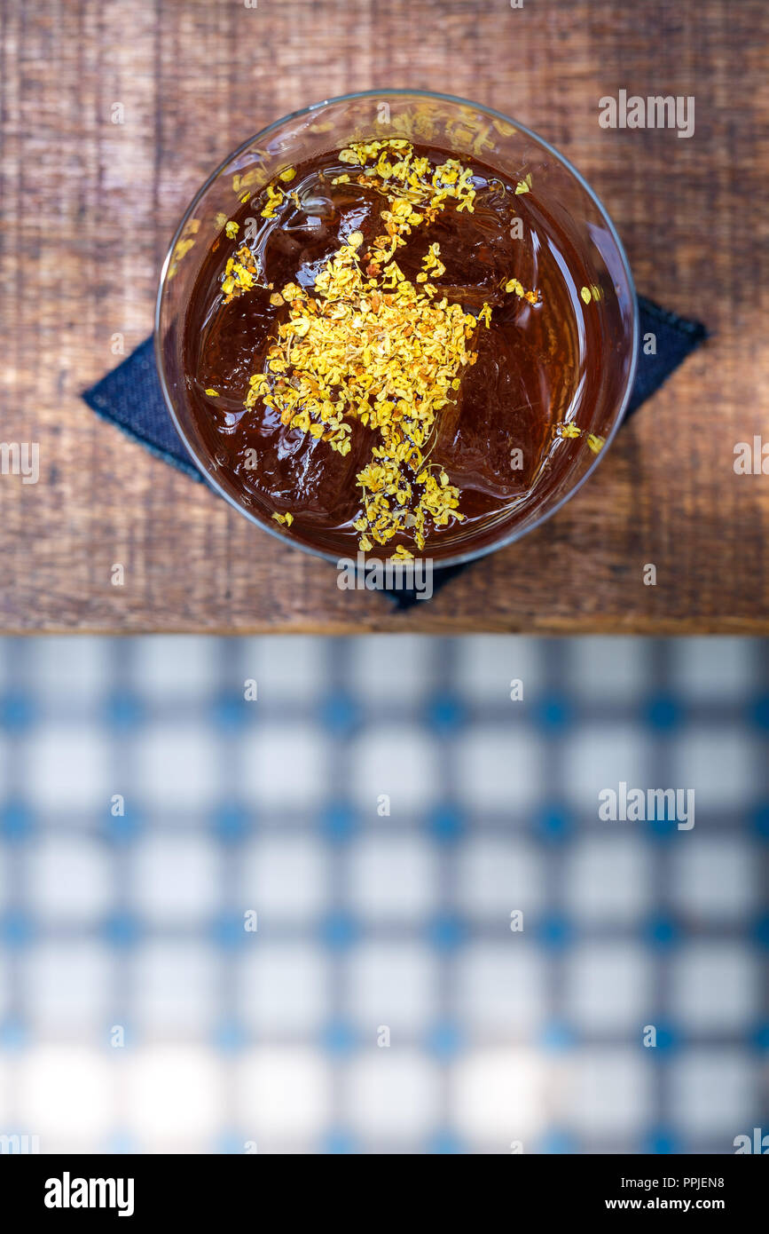 Food photography specialty drinks close up served in fancy glasses ...