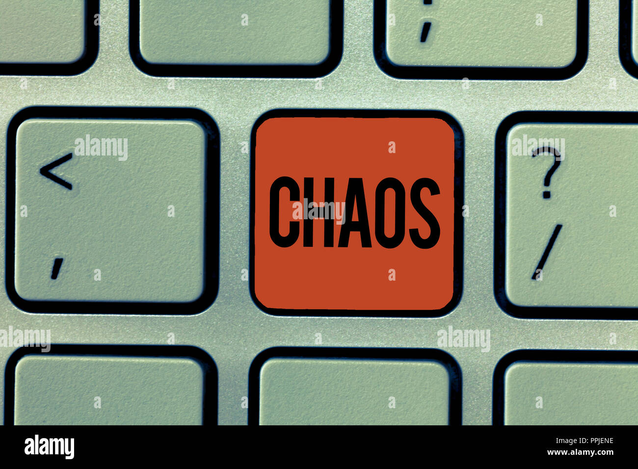 Text sign showing Chaos. Conceptual photo Complete disorder and great ...