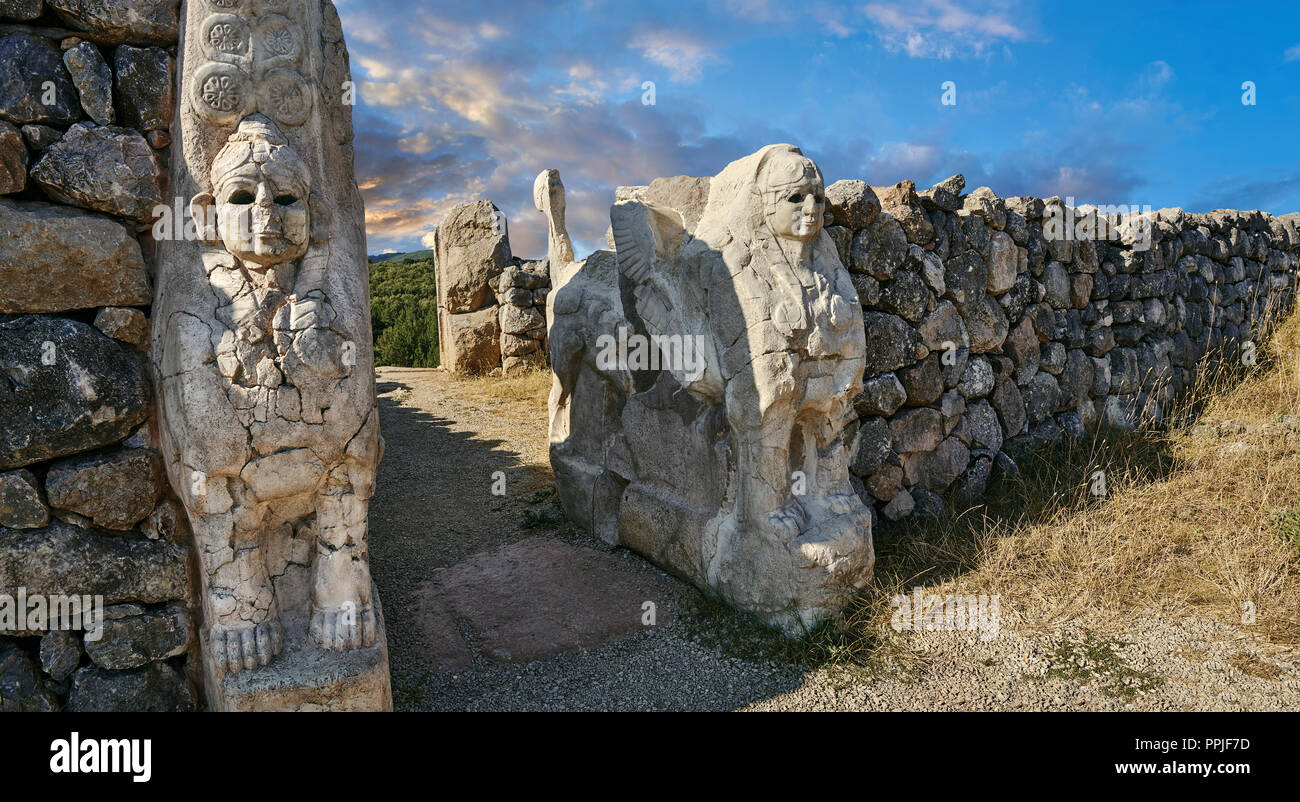 Picture & image of Hittite Sphinx sculpture of the Sphinx Gate. Hattusa ...