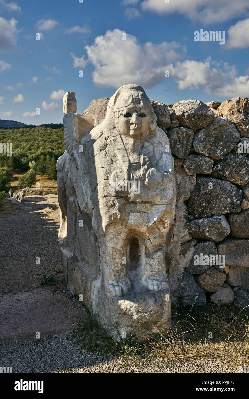 Picture & image of Hittite Sphinx sculpture of the Sphinx Gate. Hattusa ...
