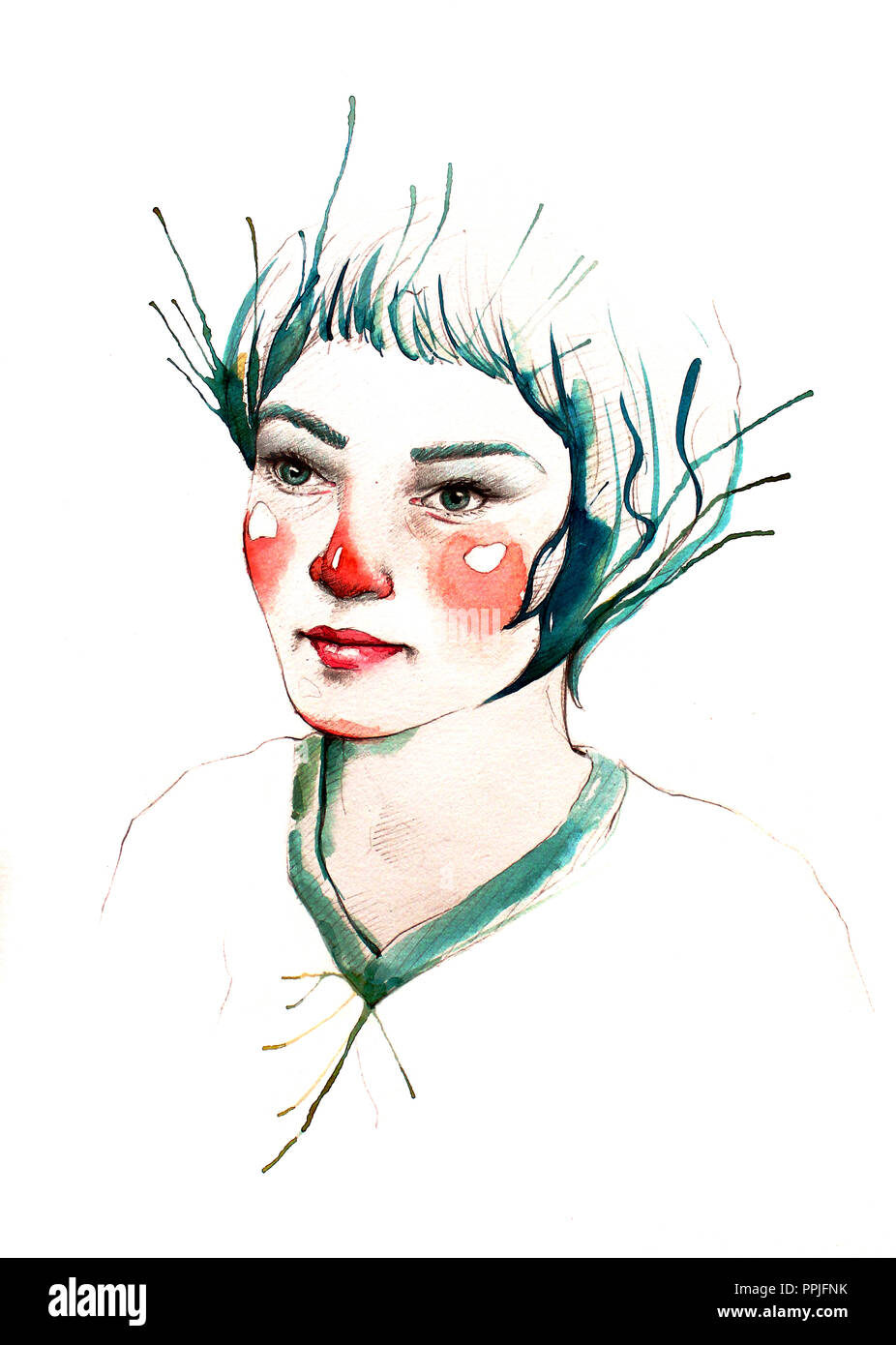 Blushing Girl Drawing