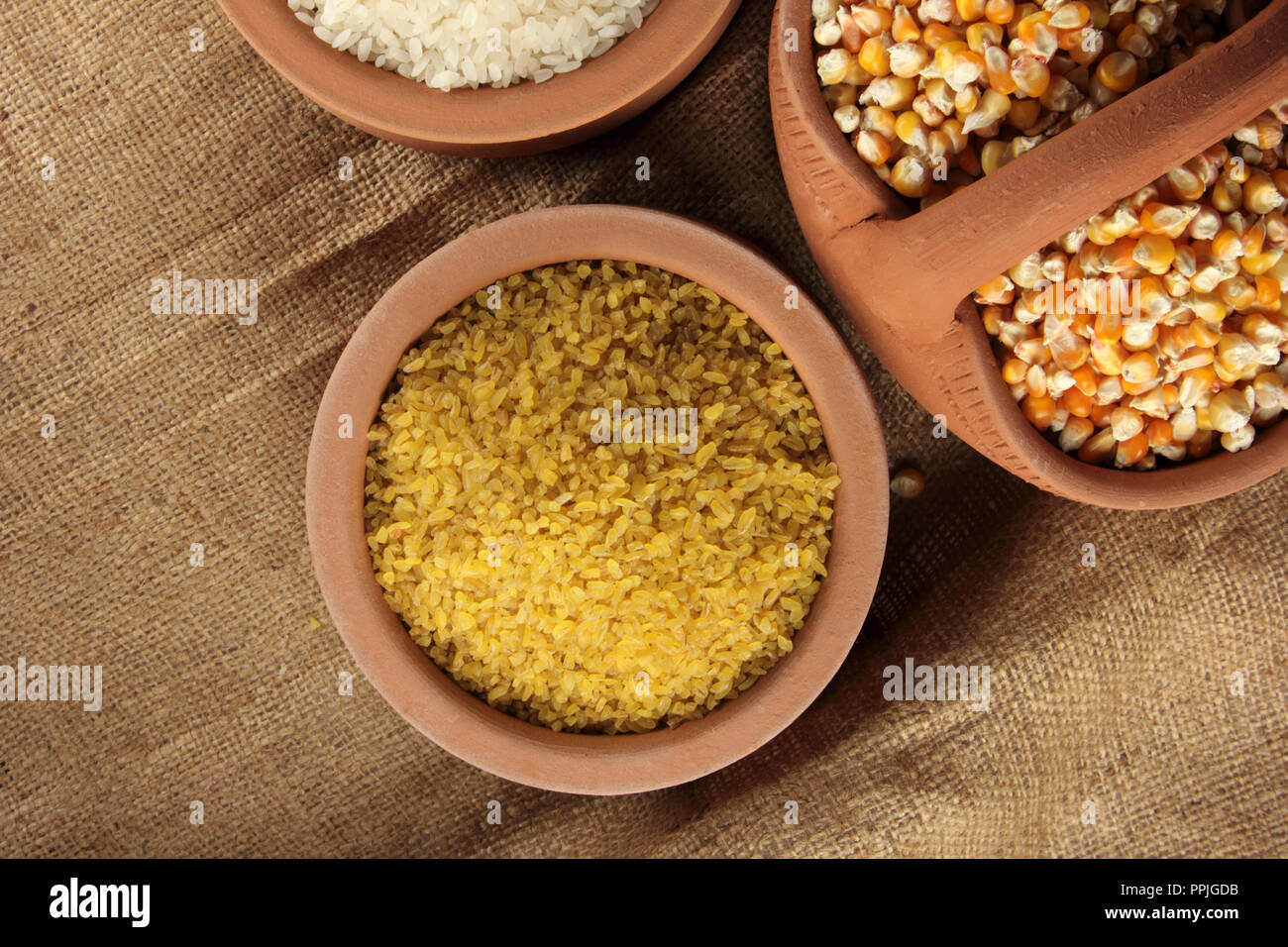Bulgur, Corn, Rice Stock Photo - Alamy
