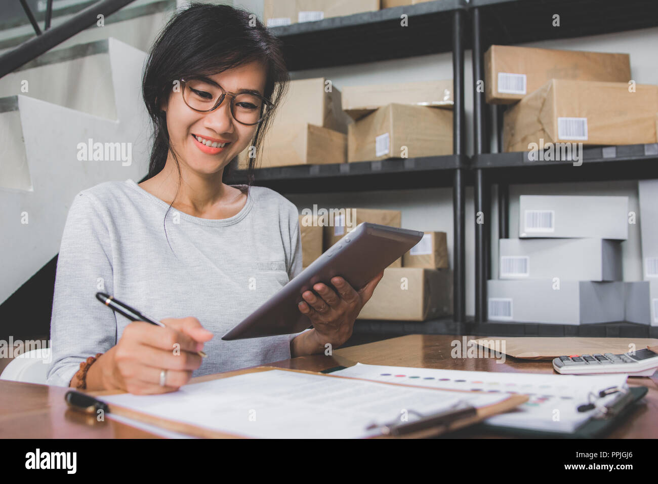 Receiving package reception hi-res stock photography and images - Alamy