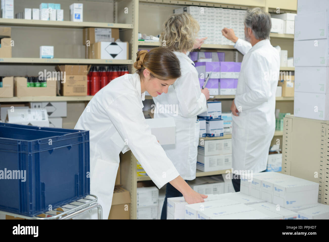 inspecting the pharmaceutical stocks Stock Photo - Alamy