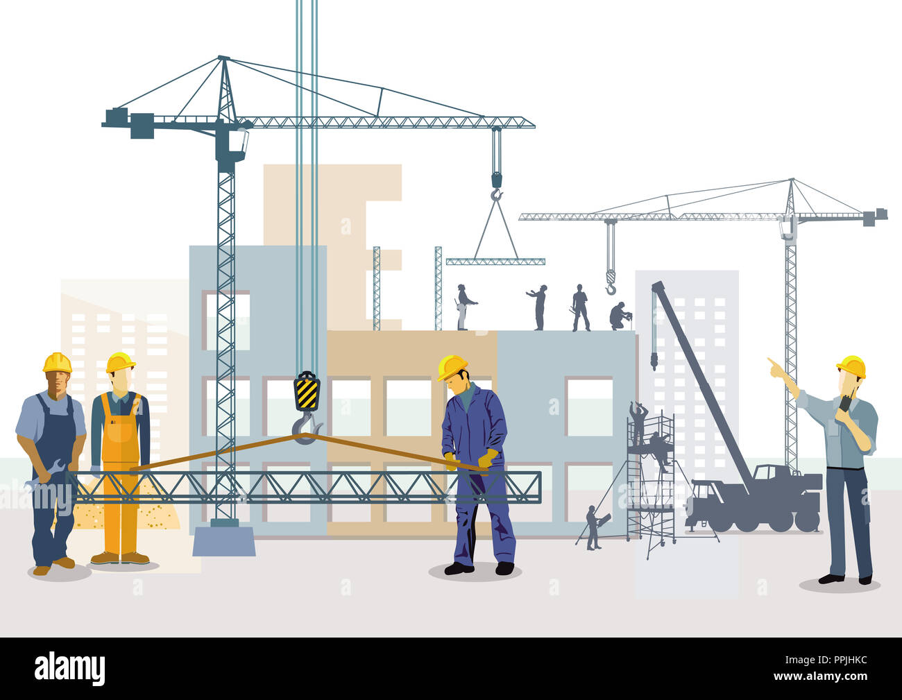 Building house. Work process of buildings construction Stock Photo - Alamy
