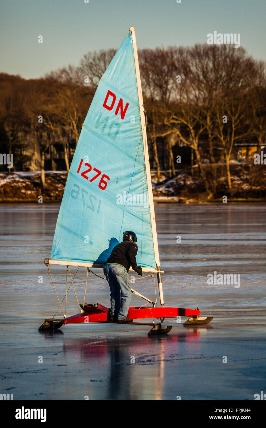 Ice Sail Boats Mystic River Mystic, Connecticut, USA Stock Photo - Alamy
