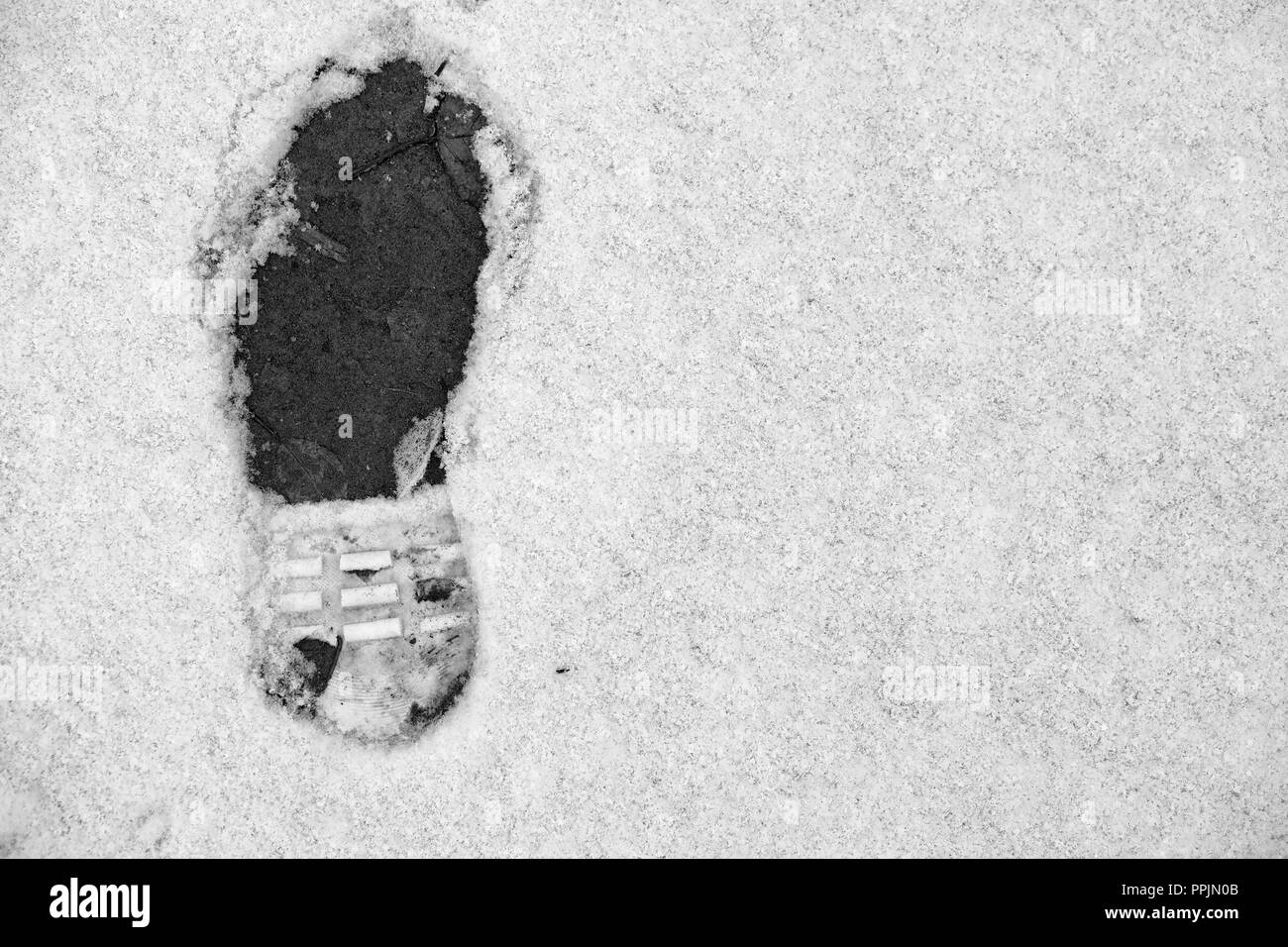 Footprints in the snow. Footprints on the first snow. Imprint an Stock ...