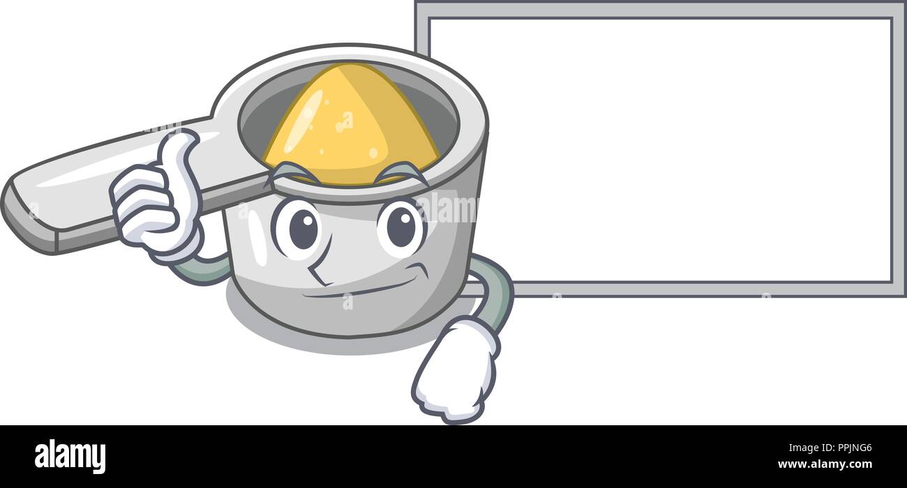 Thumbs up with board steel measuring spoons in cartoon table Stock ...